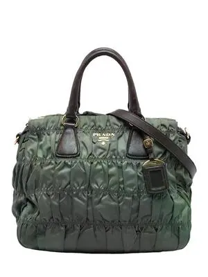 Prada 2000-2026 Tessuto Gaufre Satchel - Green