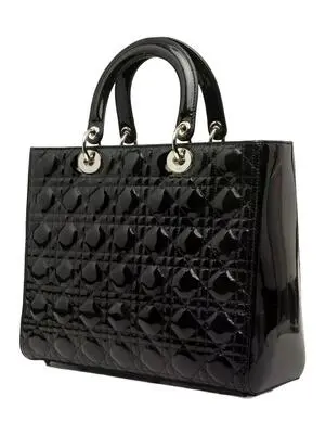 Dior 2011 Large Patent Cannage Lady Satchel - Black