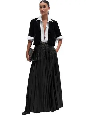 ME+EM Metallic Dramatic Pleated Full Length Skirt