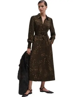 ME+EM Leopard Print Midi Dress + Tie