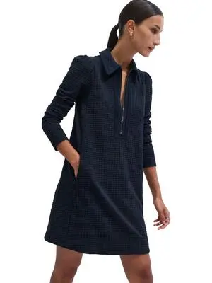 ME+EM Texture Clash Short Dress - Navy