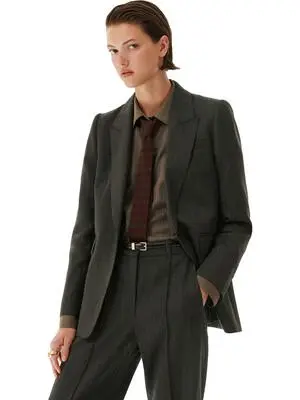 ME+EM Sharp Shoulder Blazer - Grey Multi