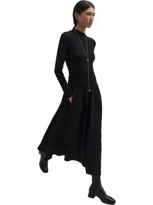 ME+EM Mixed Media Evening Maxi Dress - Black