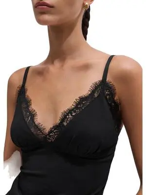 ME+EM Lace Trim Cami - Black