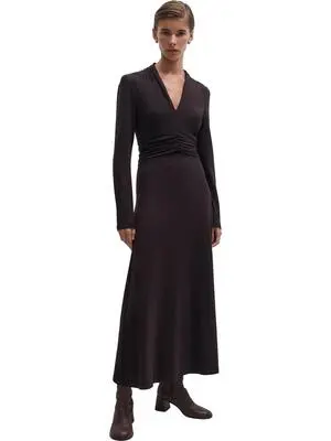 ME+EM V Neck Maxi Dress - Chocolate