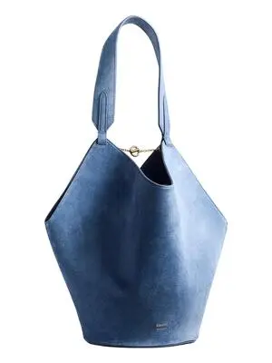 Khaite Small Lotus Tote In Cloud Iris Suede Cloud Iris