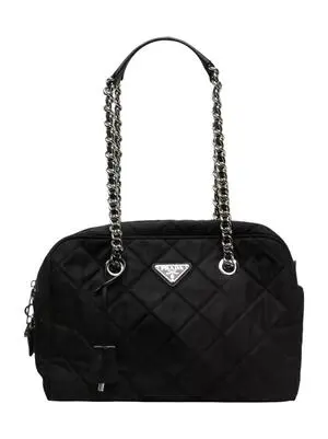 Prada 2013-2026 Impuntu Tessuto Chain Tote Bag - Black