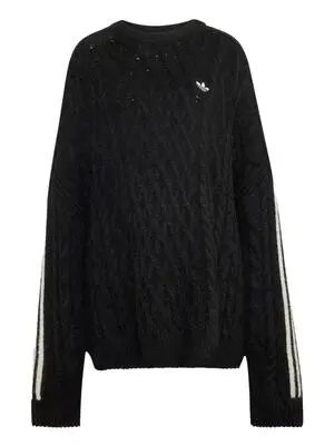 Adidas Cable-knit Side-stripe Sweater - Black