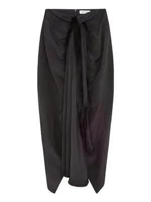 16Arlington Tanaro Fringed-trim Midi Skirt - Black