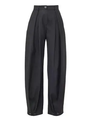 NISSA Mid-rise Wool Pants - Black