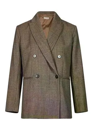 Antonelli Firenze Double-breasted Prince Of Wales Check Blazer - Brown