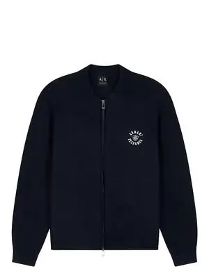 Armani Exchange Logo-embroidered Zip-up Sweater - Blue