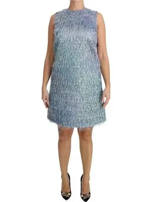 Dolce & Gabbana Fringe-detail A-line Mini Dress - Blue