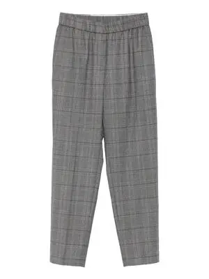 Peserico Prince Of Wales Check Elasticated-waist Tapered Trousers - Grey