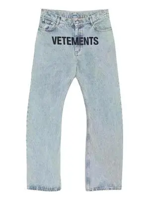 Vetements Logo-print Loose-fit Jeans - Blue