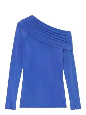 PEACHY DEN Kylie Cold-shoulder T-shirt - Blue