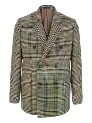 Emporio Armani Prince Of Wales Check Double-breasted Blazer - Neutrals