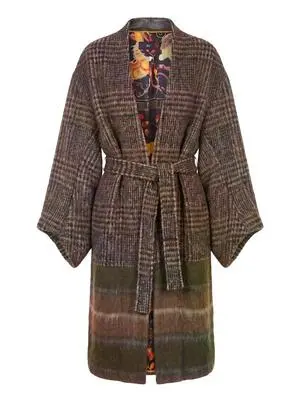 HUI MILANO Checked Belted Cardigan