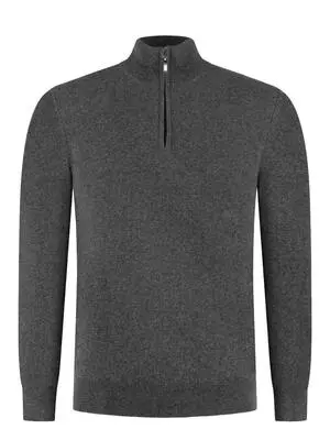 DORIANI CASHMERE Quarter-zip Knitted Sweater Grey
