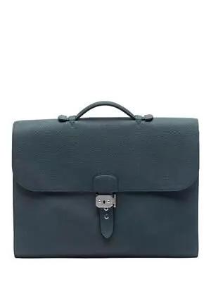 Hermès 2013 Togo Verso Sac A Depeches 38 Business Bag - Blue