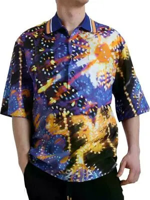 DOLCE & GABBANA Luminarie-print Silk Polo Shirt