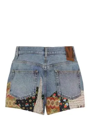 Valentino Garavani Patchwork Denim Shorts - Blue