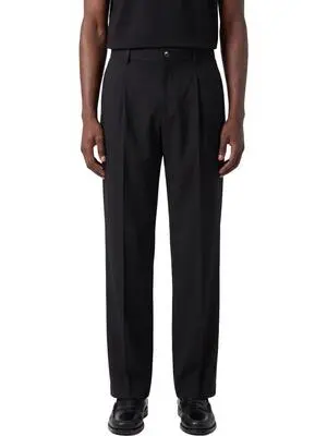 Dries Van Noten Pleated Wide-leg Trousers In Wool With A Mid-rise Waist - Black