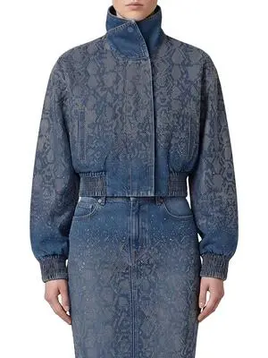 Liu Jo High-neck Cotton Jacket With Crystal Embellishments - Denim