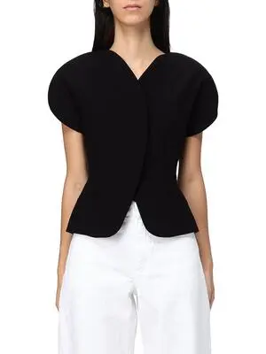 Jacquemus Slim Fit Cropped Blazer With Puff Sleeves - Black