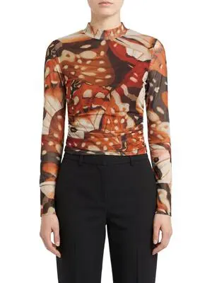 Farm Rio Abstract-print Long-sleeved Jersey Polo Neck Top - Multicolor