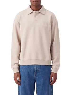 DAILY PAPER Cotton Polo-style Sweatshirt With Tone-on-tone Logo - Beige