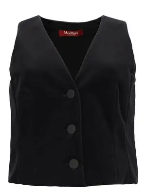 Max Mara Gilet In Velluto Liscio - Black