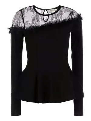BLUMARINE Lace-insert Peplum Sweater