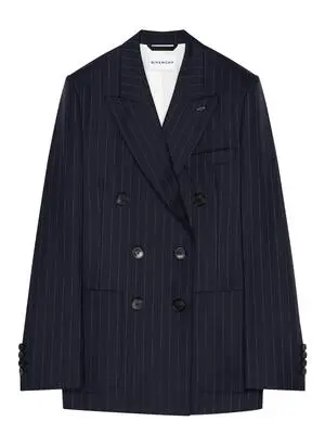 Givenchy Wool Pinstripe Double-breasted Blazer - Navy