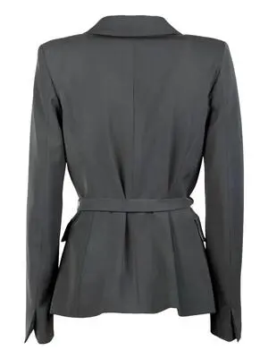 EMME Belted Double-breasted Blazer - Grey