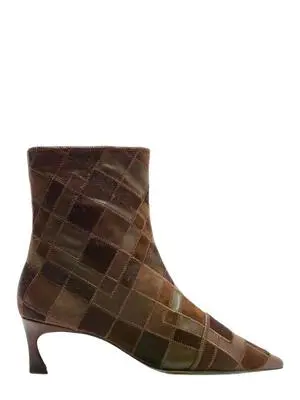 ALEXANDRE BIRMAN Annelise Patchwork Ankle Boots - Brown