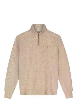 OLAF Ribbed-knit Quarter-zip Sweater - Neutrals