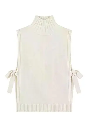 Seventy Bow-detail High-neck Sleeveless Sweater White