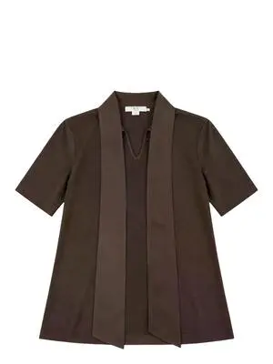 Seventy Scarf-detail V-neck Blouse - Brown