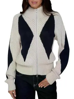 Autumn Cashmere High-neck Zip-up Cardigan - Neutrals