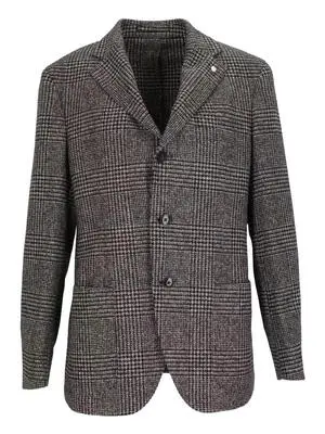 LUIGI BIANCHI Prince Of Wales Check Blazer - Grey