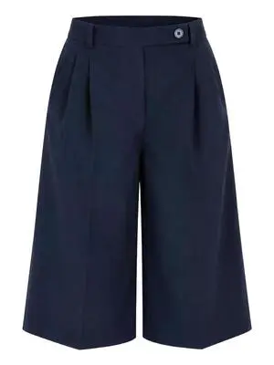 VICOLO Pleated Tailored Knee-length Shorts - Blue