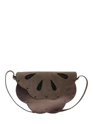 Malìparmi Flower-cutout Studded Bovine Leather Cross Body Bag Brown