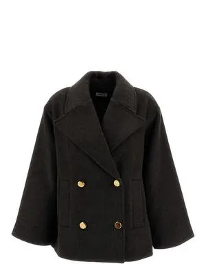 PAROSH Caban In Lana Doppiopetto - Marrone