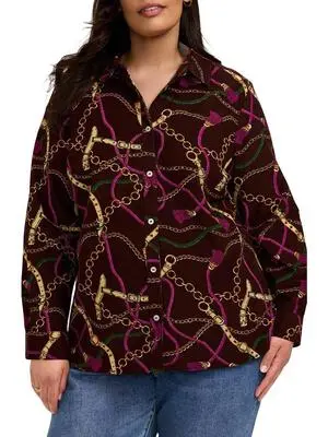 Foxcroft Hampton Corduroy Shirt - Brown/multi