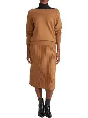 Universal Standard Risa Better Than Wool Sweater Midi Skirt - Camel