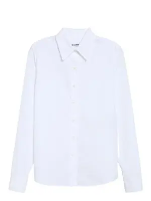 JIL SANDER Fitted Classic Collar Cotton Poplin Button-up Shirt - Optic White