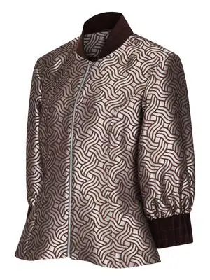 LIONESS BY TF Dazzle Chocolate Shimmery Fitted Jacket Blouse - Brown