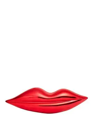 Lulu Guinness Surrealist Lips Clutch In Mirro - Red