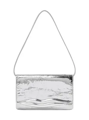 LULU GUINNESS Surrealist Lips Clasp Clutch In Silver Patent